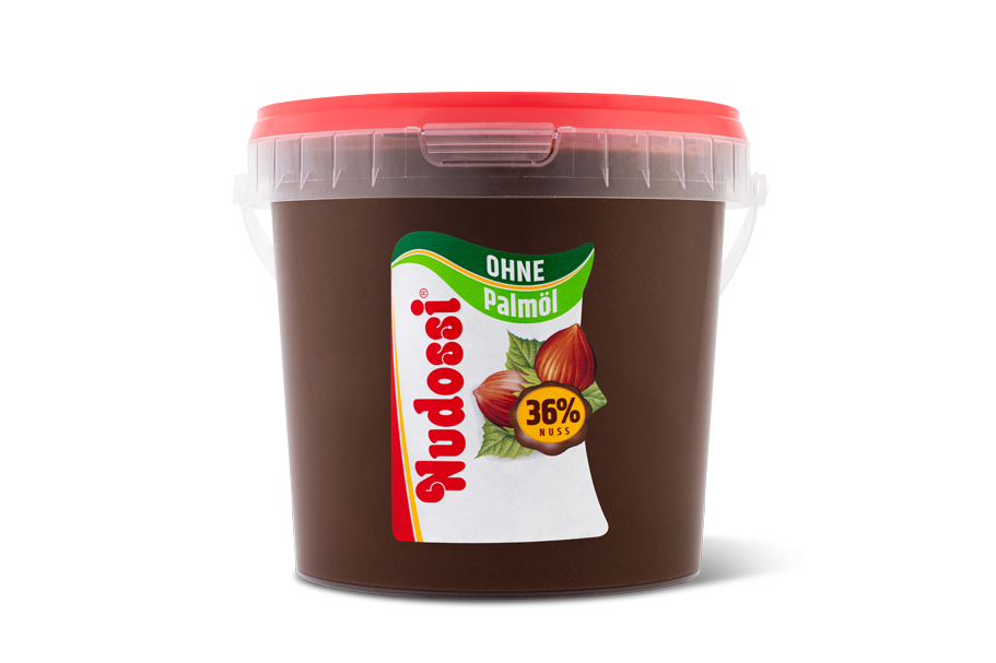 Nudossi®-Haselnuss-Nougat-Crème mit 36 % Haselnüssen (ohne Palmöl) 1250g im Eimer - Vadossi